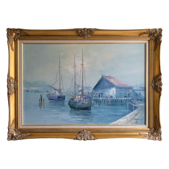 James L. Thomas | Art | Ornate Goldframed Maritime Oil Painting Vintage ...